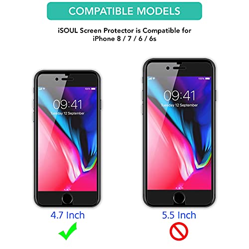 iSOUL [4 Pack] Screen Protector for iPhone SE 3/2 (2022/2020)/ 8/7/6s/6 Tempered Glass Film 9H HD, 2.5D Edge 4.7 inch [3D Touch] [Compatible with Apple SE iPhone 2nd 3rd Gen]