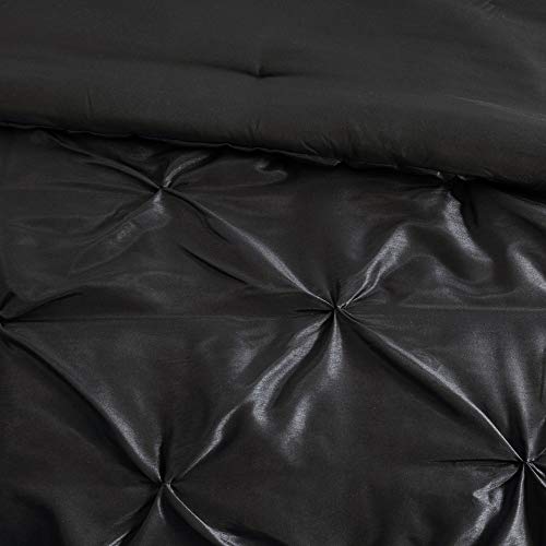 Madison Park Laurel King Size Bed Comforter Set Bed In A Bag - Black , Wrinkle Tufted Pleated β 7 Pieces Bedding Sets β Faux Silk Bedroom Comforters