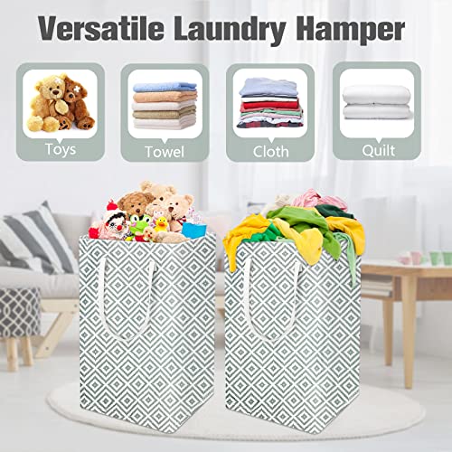Letensh Laundry Baskets 2 Pack, 75L Foldable Laundry Hampers with Mesh Laundry Bag, Waterproof Dirty Clothes Hamper Organizer Freestanding Tall Laundry Bin with Handles for Laundry Room, Bedroom, Dorm
