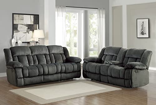 Homelegance Laurelton 90" Microfiber Double Reclining Sofa, Gray