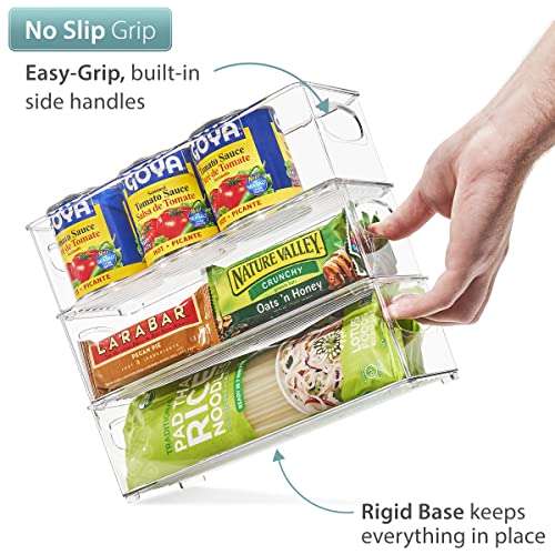 Sorbus Stackable Refrigerator Organizer Bins - Clear Storage Bins for Kitchen Pantry, Freezer & Fridge Organization - Food Organizing Plastic Containers with Handles for Countertops & Drawers (4 Pack)