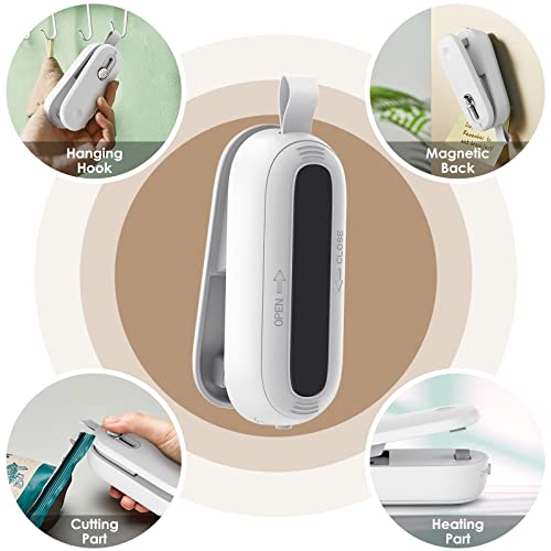 ODSD 2-Pack Bag Sealer Mini, 2 IN 1 Heat Sealer & Cutter Battery Powered,Vacuum Sealer Portable Handheld Bag Resealer Kitchen Gadget Machine for Food Chip Bags Storage (Battery Included)