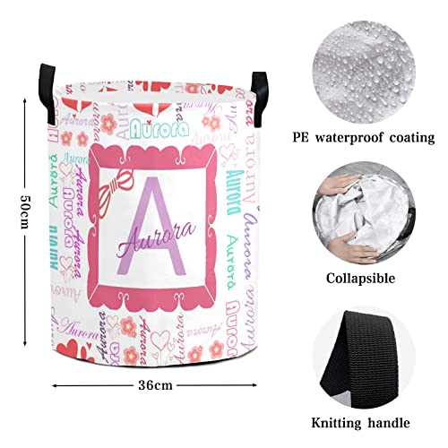Custom Laundry Baskets with Name Personalized Laundry Hamper Collapsible Clothes Storage Basket with Handle for Bathroom Living Room Bedroom