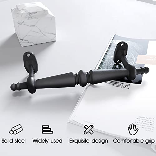 EaseLife 9" Barn Door Pull Handle,Rustic Black Cast Iron Grab,Easy Install