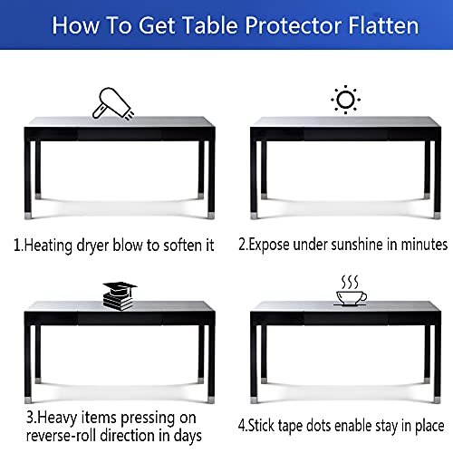 Custom Multisize Thick Clear PVC Small Desk Protector Table Blotter Mat Cover Protector 12x28 in Rectangular Plastic Night Stand Table Pad Mat for Office & Child Paiting Desk Living Room Sofa Table