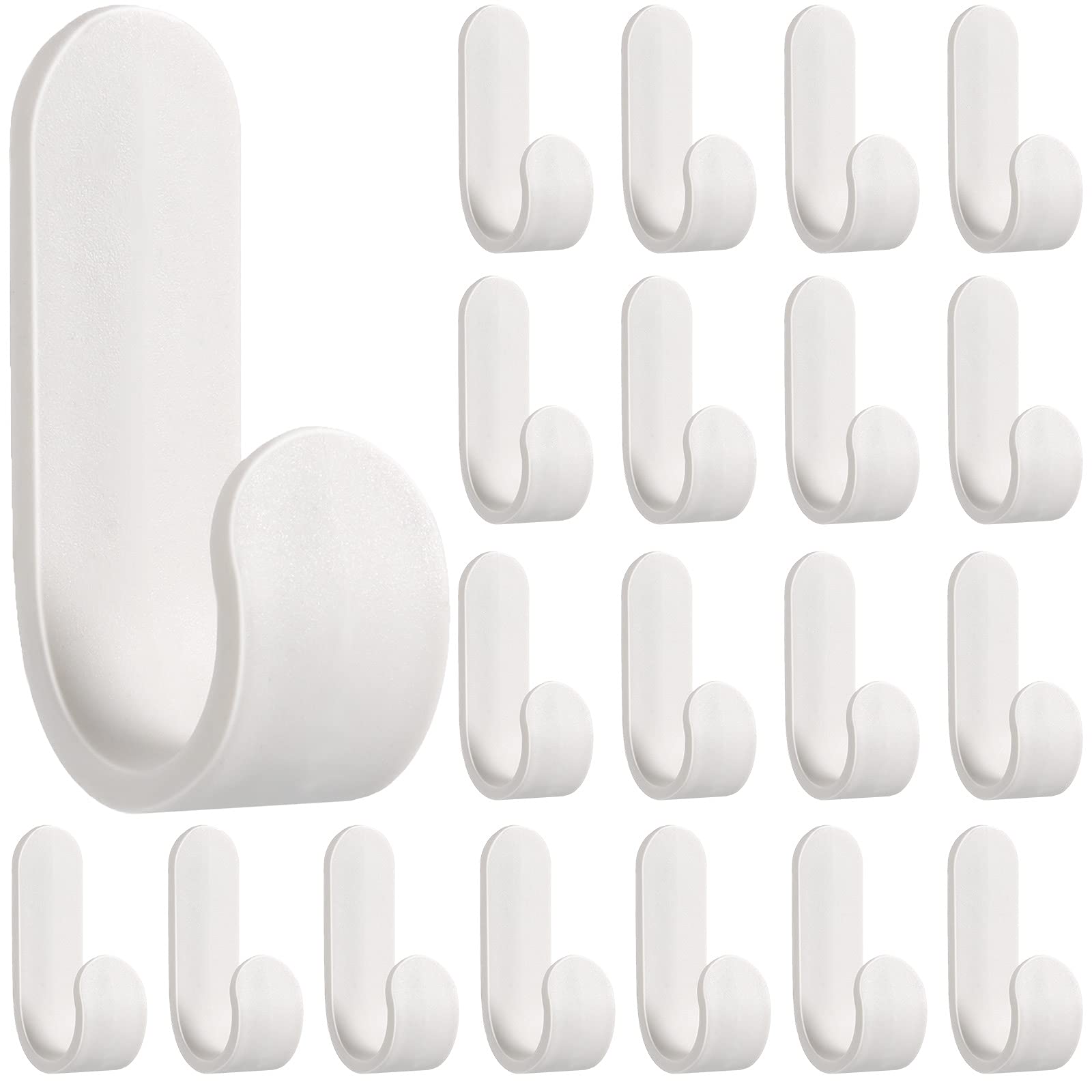 Yulejo Plastic Adhesive Hooks Adhesive White Hooks Wall Hangers Door Hooks for Hanging Towels, Jackets, Kitchenware and Light Strip (20)