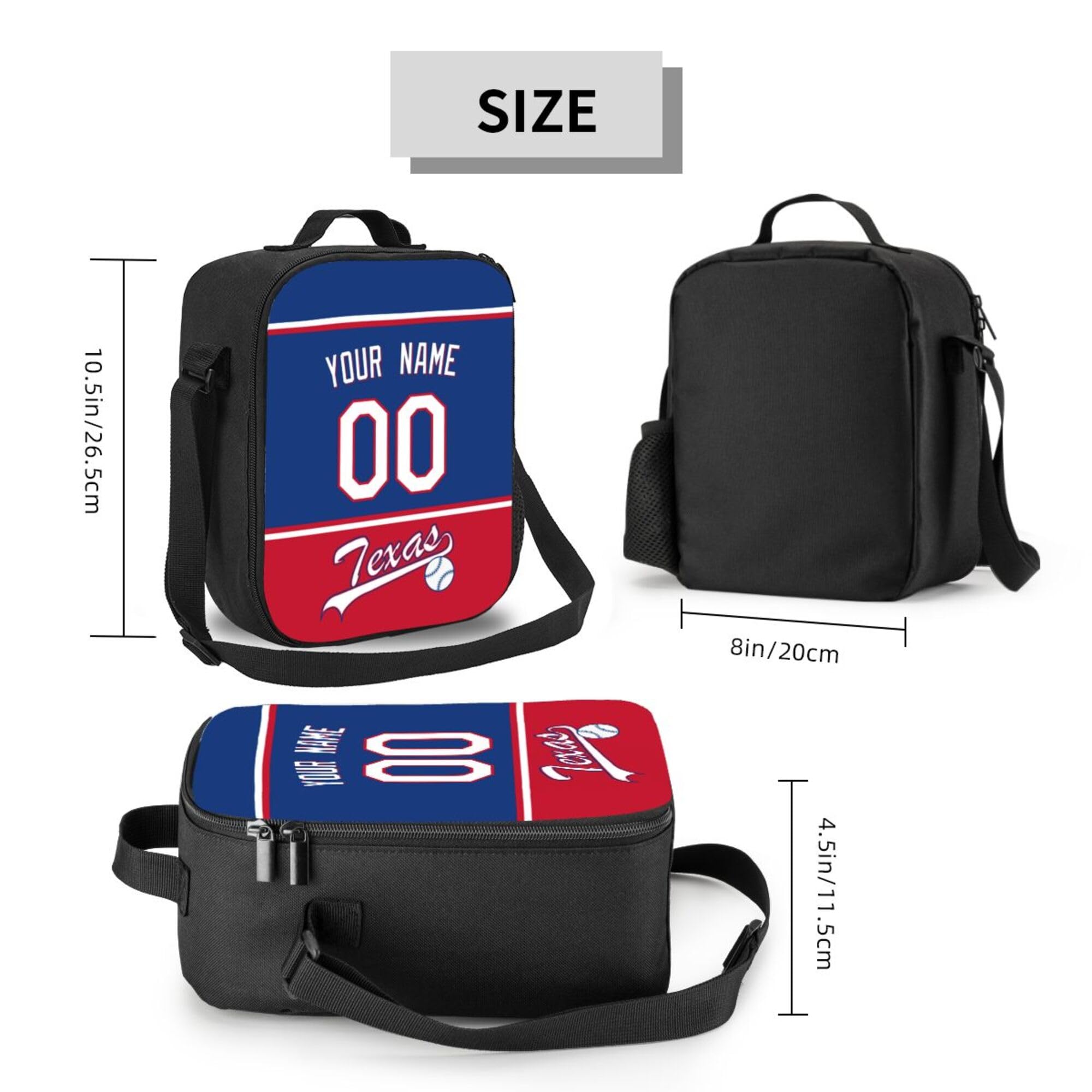 ANTKING Texas Lunch Box Lunch Bag Cooler Custom Any Name and Any Number Personalized Gifts for Kids Men Women