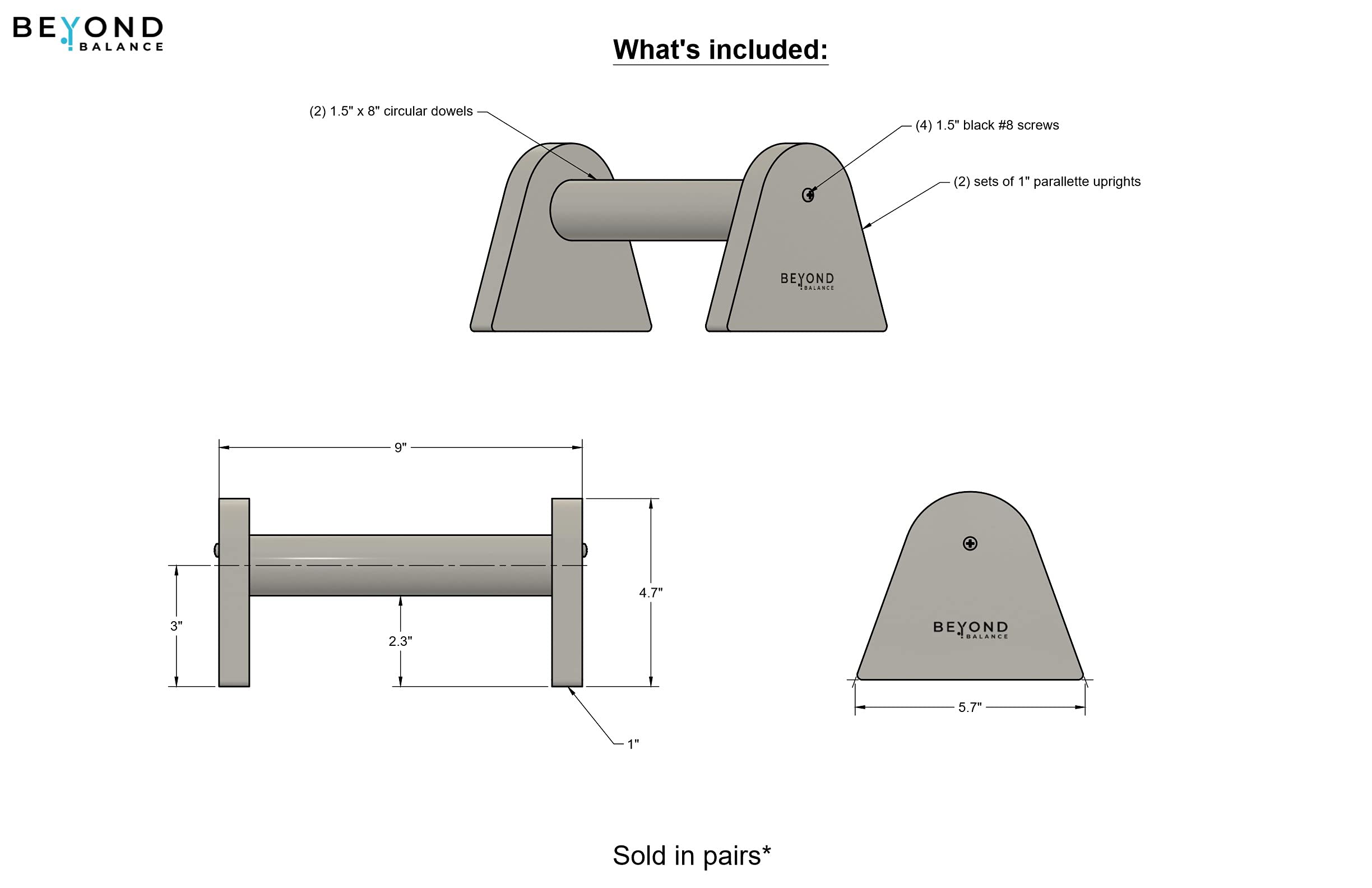 Beyond Balance Wood Parallettes Push-up Bar Dip Station | Handstands Planche Push-ups L-sits Dips Acrobatics (Small)