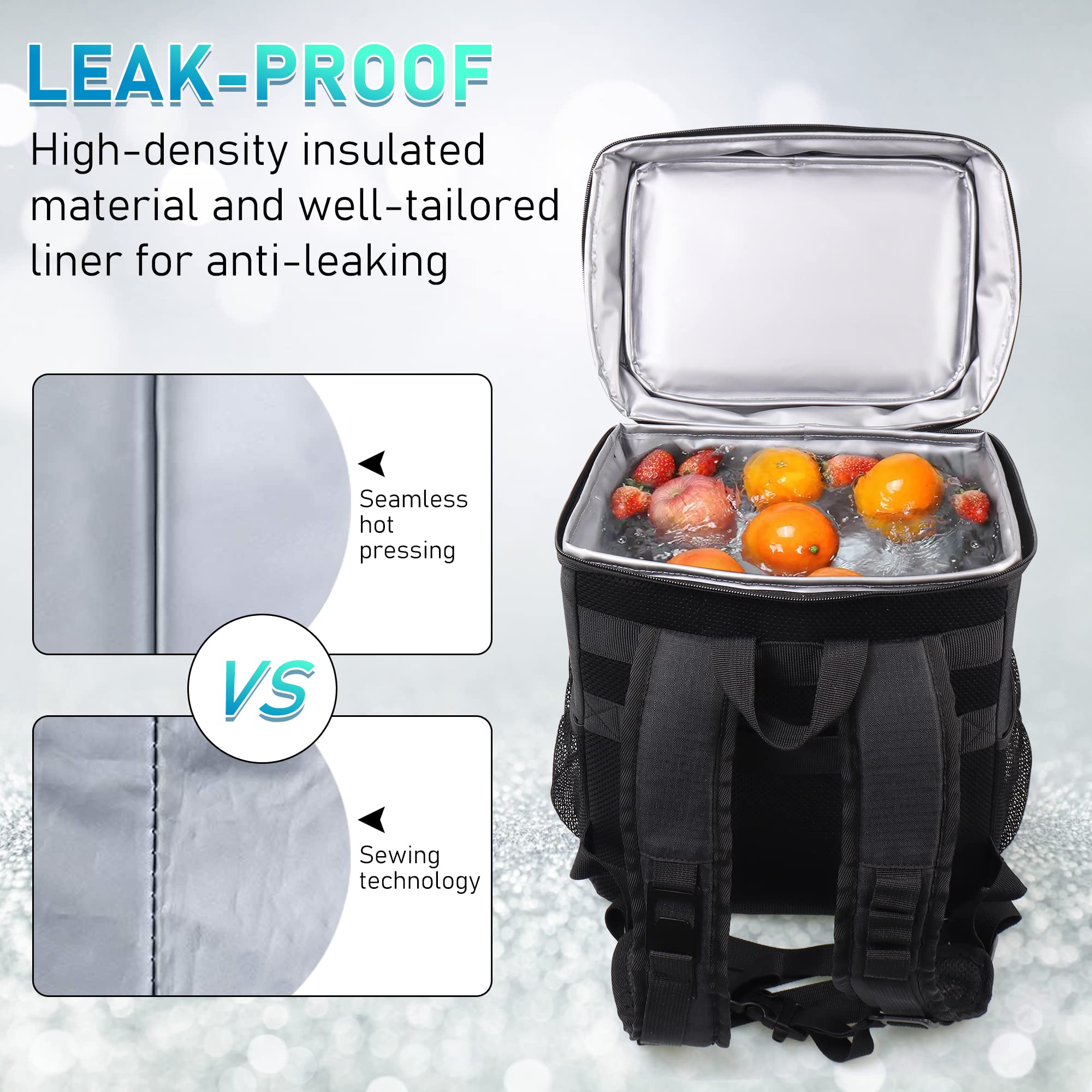 Backpack Coolers Insulated Leak Proof with Ice Tubes, Tadomoe 36 Cans Cooler Backpack Insulated Waterproof Cold for Up to 24 Hours, Lightweight Lunch Backpack for Picnics, Camping, Hiking, Beach, Park