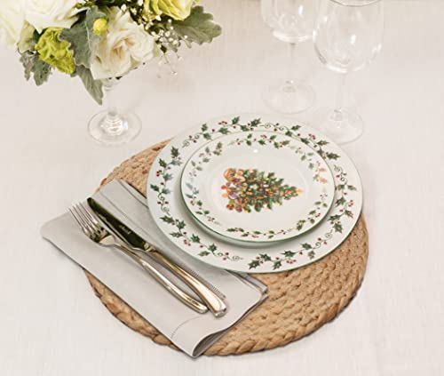 Farmhouse Jute Braided Placemat Set of 4 - Round Hand Beaded Charger Placemat -Hand Made by Skilled artisans - A Beautiful complement to Your Dinner Table décor - Natural - 13 Inch Round