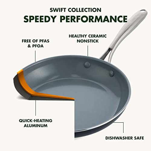 GreenPan Swift Healthy Ceramic Nonstick, 1QT and 2QT Saucepan Set, Stainless Steel Handle, PFAS-Free, Dishwasher Safe, Oven Safe, Black