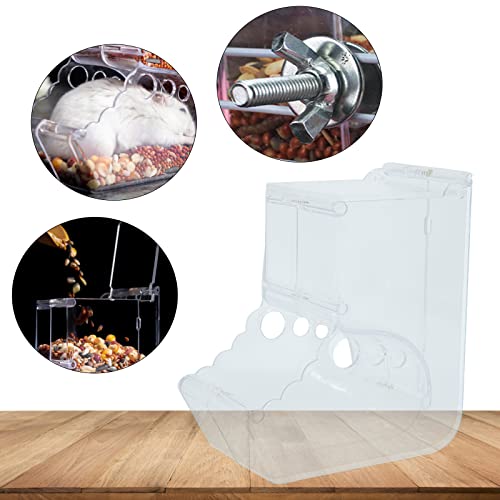 Hamster Automatic Feeder Dispenser for Small Animal Rhamster Ferret Bunny Rabbit Pig Hedgehog Bird Feed Pets, Mini Auto Food Feeding Cage Water Bowl for Vacation(1pcs Feeder+1pcs Water Bowl(Blue)