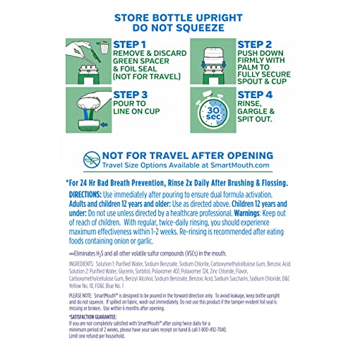 SmartMouth Activated Dry Mouth Mouthwash, Dry Mouth and Bad Breath Relief, Mint, 16 Fl Oz, 2 Pack