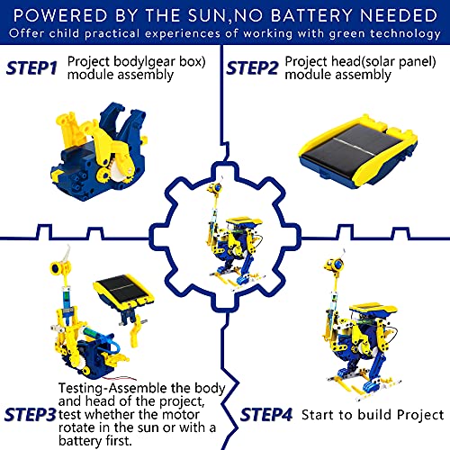 STEM Solar Project Toys 11-in-1, 231 Pieces Solar and Cell Powered 2 in 1, Educational DIY Assembly Kit Science Building Set Gifts for Kids Aged 8+