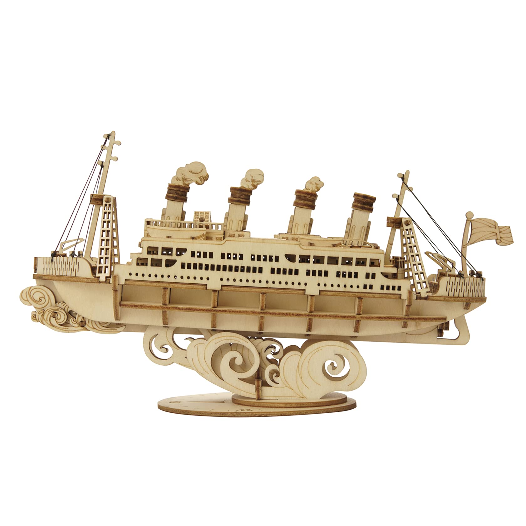 ROBOTIME 3D Puzzle Ship Model Kit 7.5'' Wooden Cruise Ship Building Kit Self-Assemble Toys for Kids and Adults Age 8+ (145 Pieces)