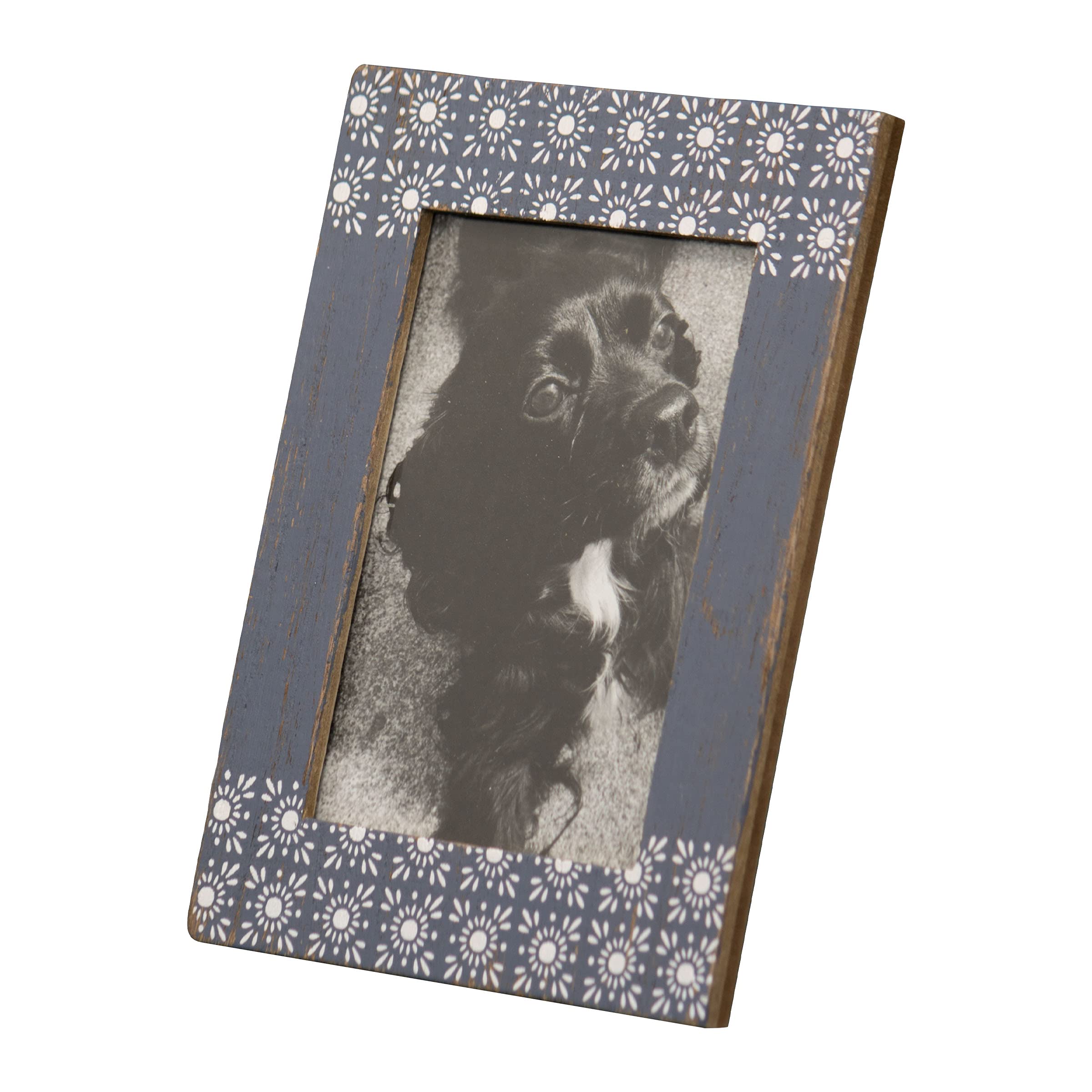 Foreside Home & Garden White Sunburst Pattern 5x7 Inch Blue Wood Decorative Picture Frame