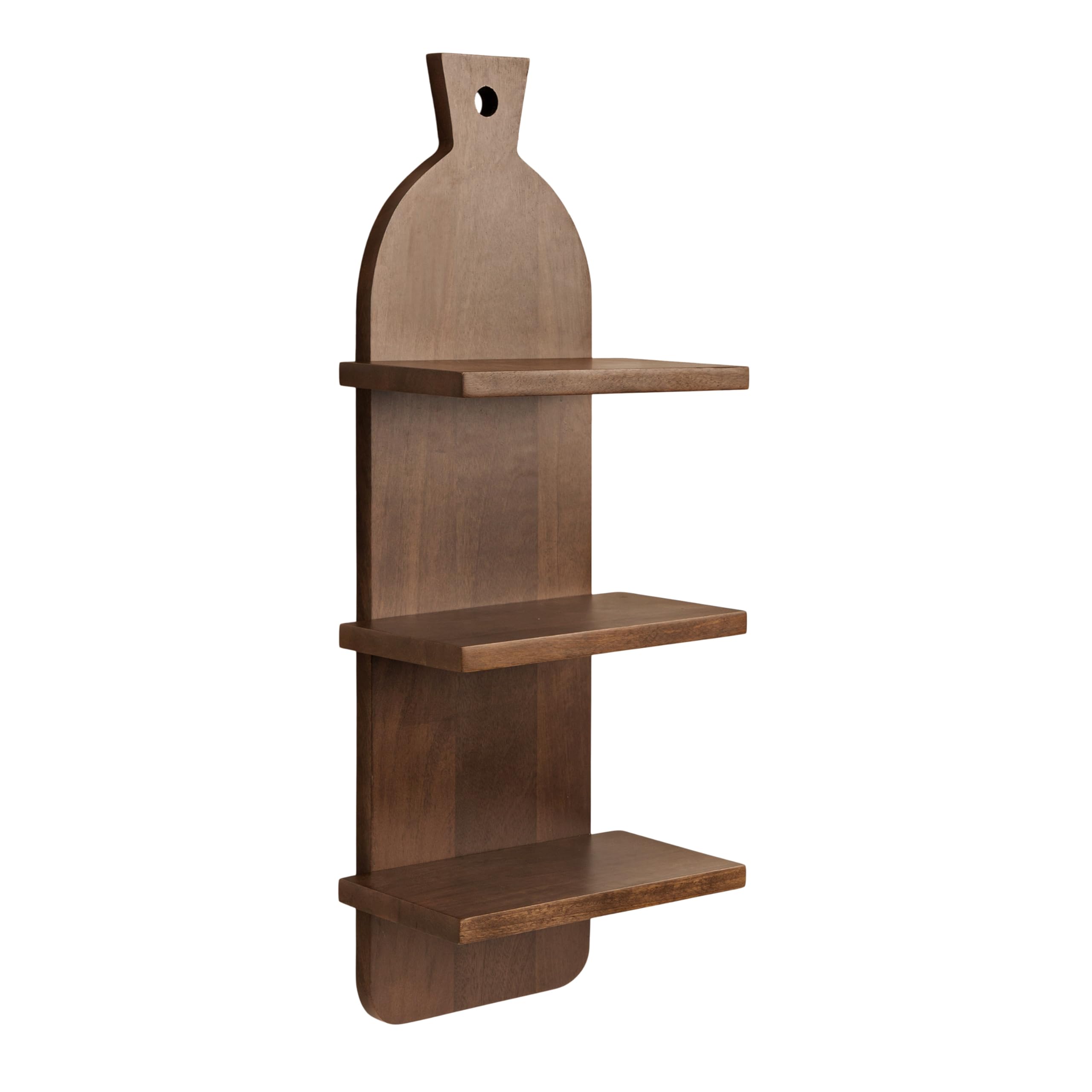 Kate and Laurel Braxton Modern Farmhouse Three-Tier Wall Shelf, 12 x 7 x 32, Natural Brown, Transitional Tiered Wood Display Shelf for Kitchen Spice Rack