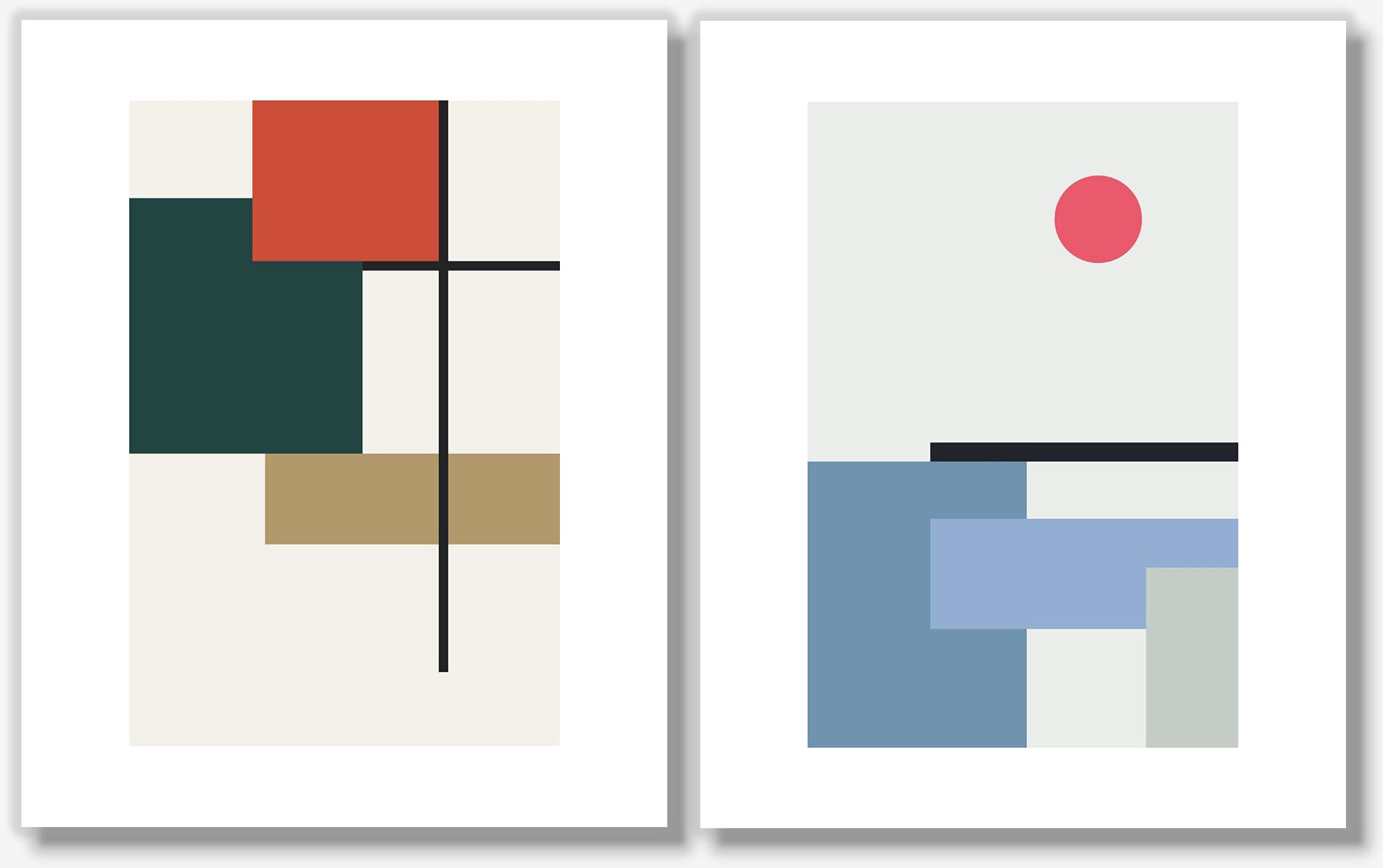 Mid Century Contemporary Wall Art - Modern Abstract Prints - (Set of 6) – 8x10 - Unframed - Minimalism Décor