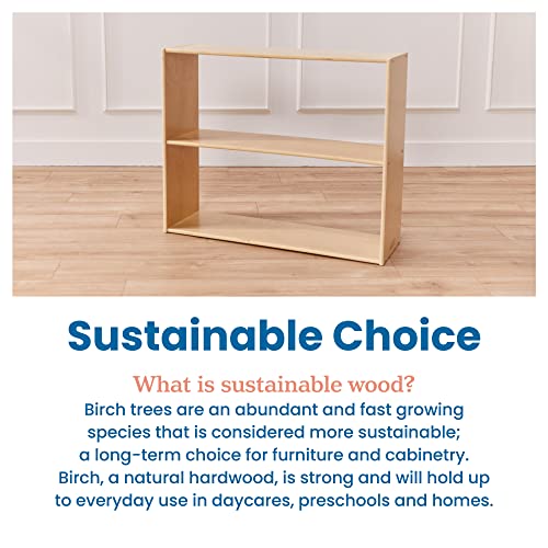 ECR4Kids Streamline 2-Shelf Double-Sided Storage Cabinet, 30in, Classroom Storage, Natural