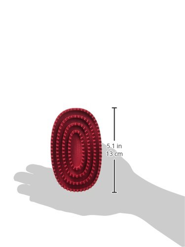 Le Salon Essentials Rubber Curry Grooming Brush with Loop Handle, Red