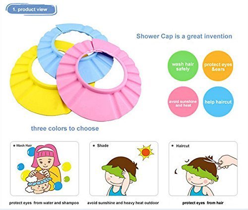 Safe Shampoo Shower Bathing Protection Soft Cap Hat for Toddler's, Baby,Children & Kids to Keep The Water Out of Their Eyes & Face (Blue)