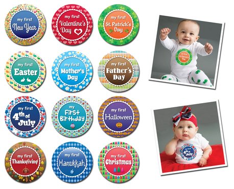 Sticky Bellies Monthly Milestone Stickers, Happiest Holidays, Baby's First Holidays