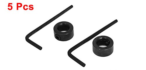 uxcell 8mm Bore Drill Stop, Drill Bit Depth Holder, Set Screw Style, Black Oxide Carbon Steel, Pack of 5
