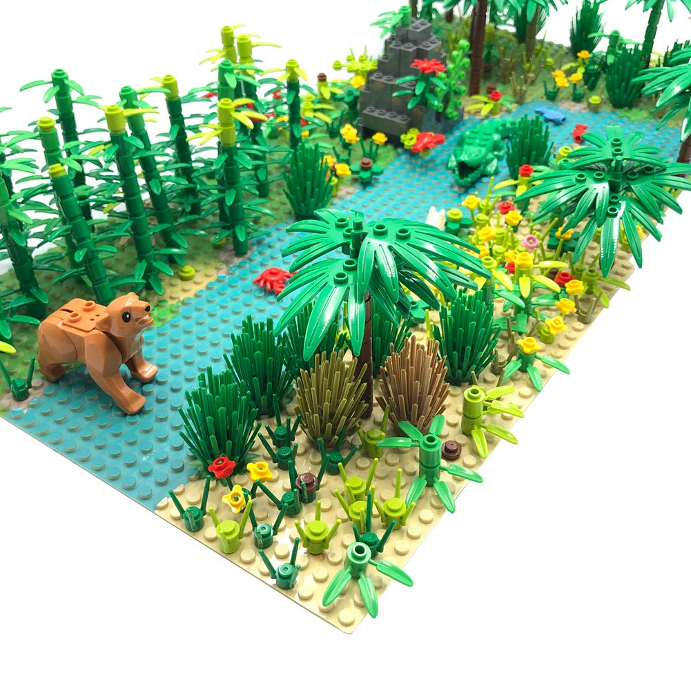 Forest Garden Building Sets Parts,Plants Trees Flowers Scenery Accessories Animals Building Bricks Toy Set for Boys Girls Kids 6+ Gifts(2 Pieces 10" Base Plates)