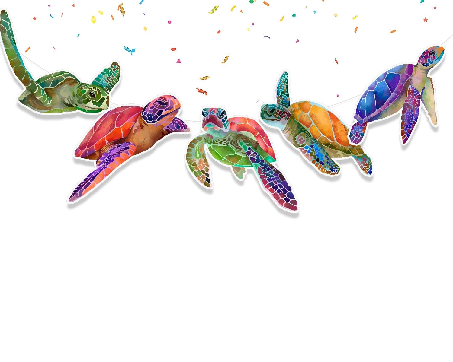 Turtle Under The Sea Birthday Banner Cute Watercolor Turtles Party Supplies Baby Shower | Birthday Decorations for Watercolor Sea Animals