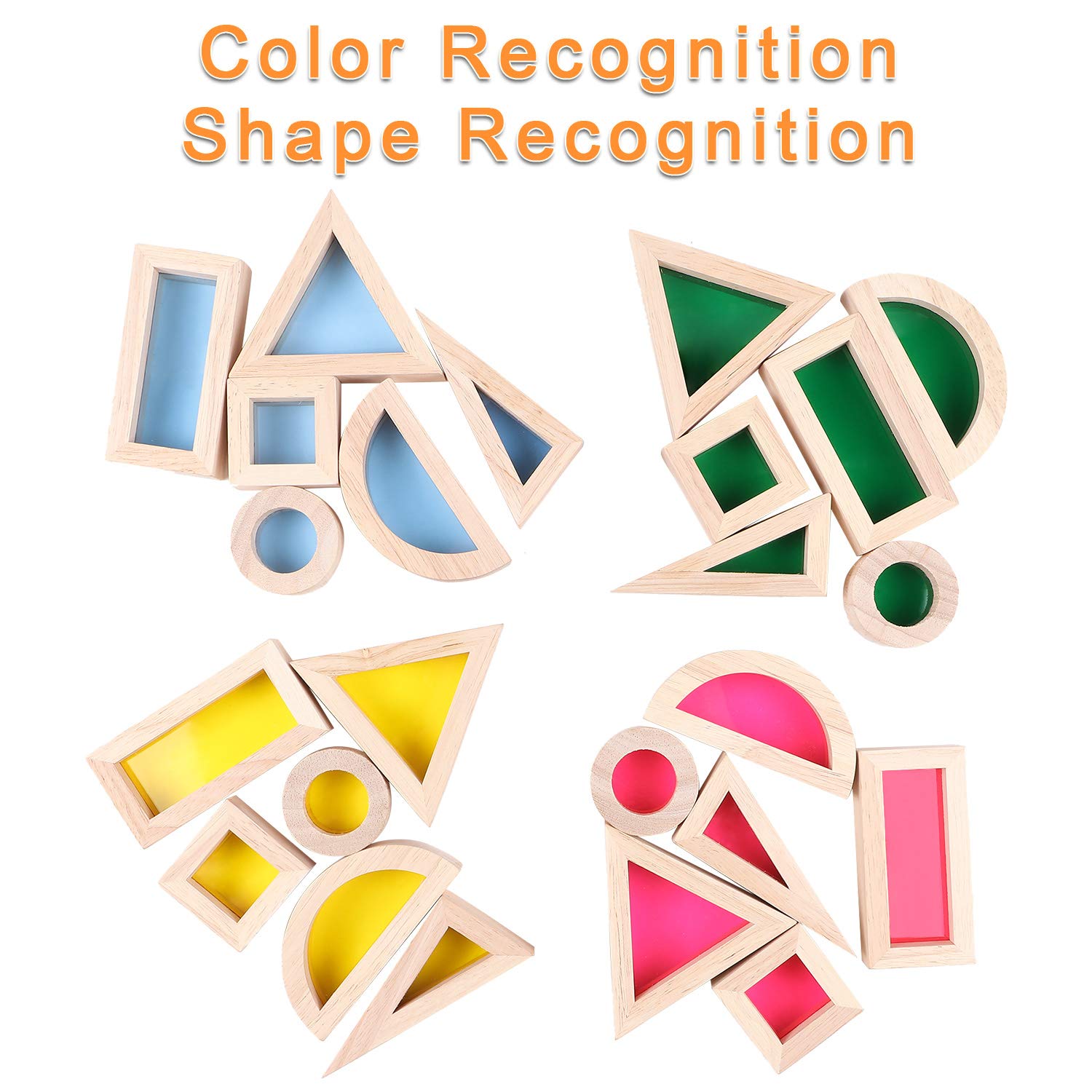 Lewo 24 PCS Building Blocks Wooden Rainbow Blocks Wooden Blocks Rainbow Stacker Stacking Blocks Preschool Learning Educational Toys for Baby Toddlers Kids Boys Girls