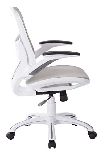 Office Star Ventilated Manager's Office Desk Chair with Breathable Mesh Seat and Back, White Base, White