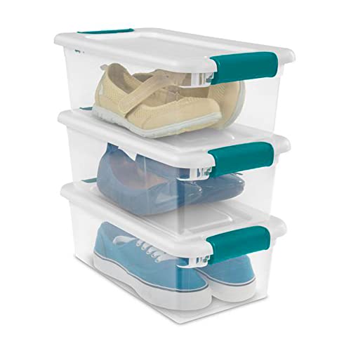 Sterilite 6-Quart Clear and Blue Stackable Latching Storage Box Container (12-Pack)