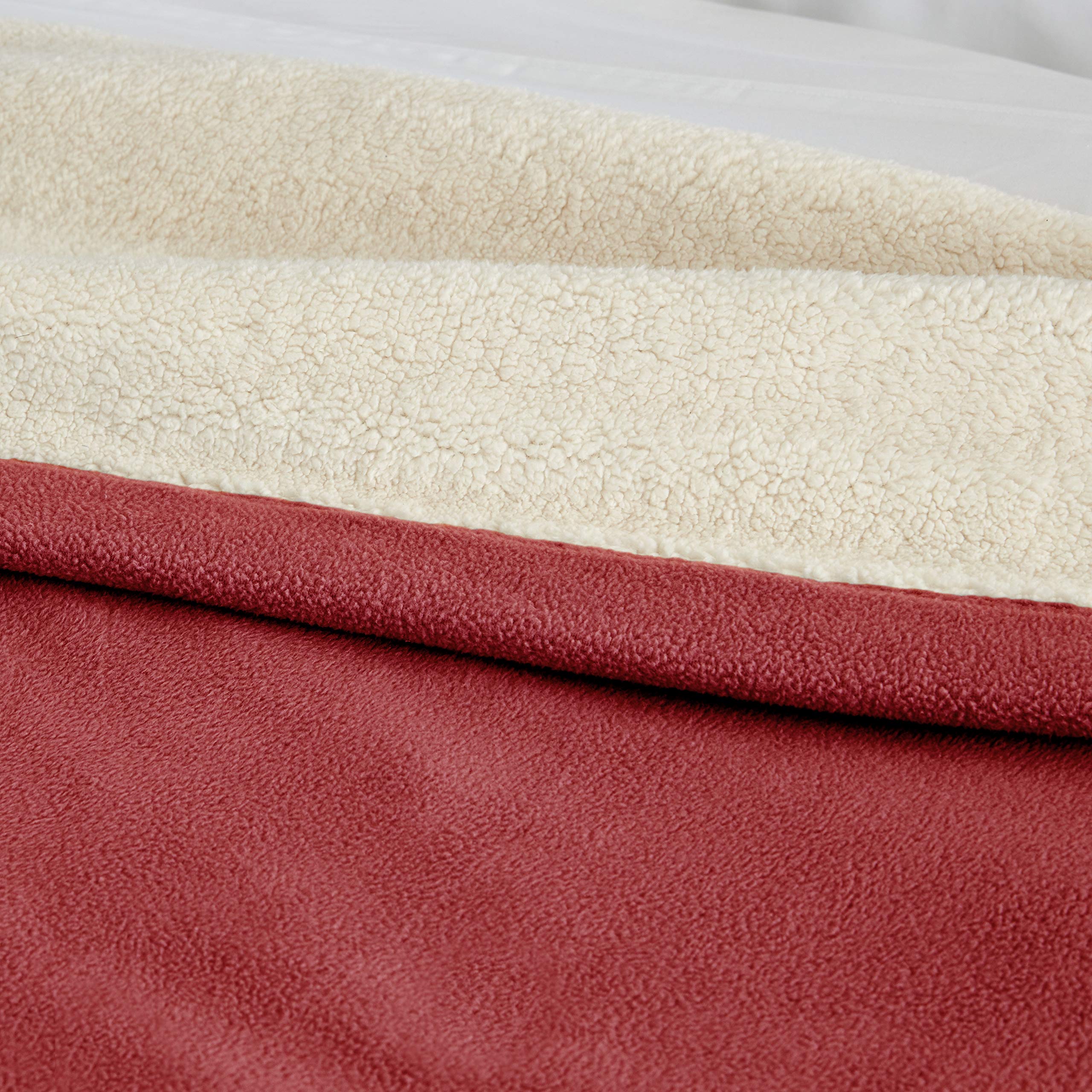 Eddie Bauer - Full Heated Blanket, Soft Fleece Electric Blanket with Sherpa Reverse, Warm Bedding with Low-Voltage Technology (Redwood, Full)
