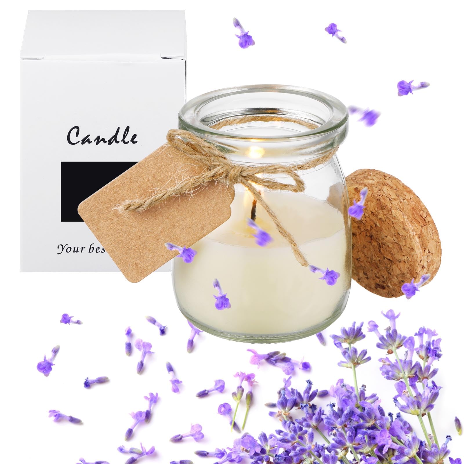 MTLEE 50 Pcs Jars Candle for Guests Wedding Candle Gift Natural Wax Candles with DIY Tag Cards for Bridesmaid Groomsman Baby Shower Party Favors Home Supply Decor (Lavender)