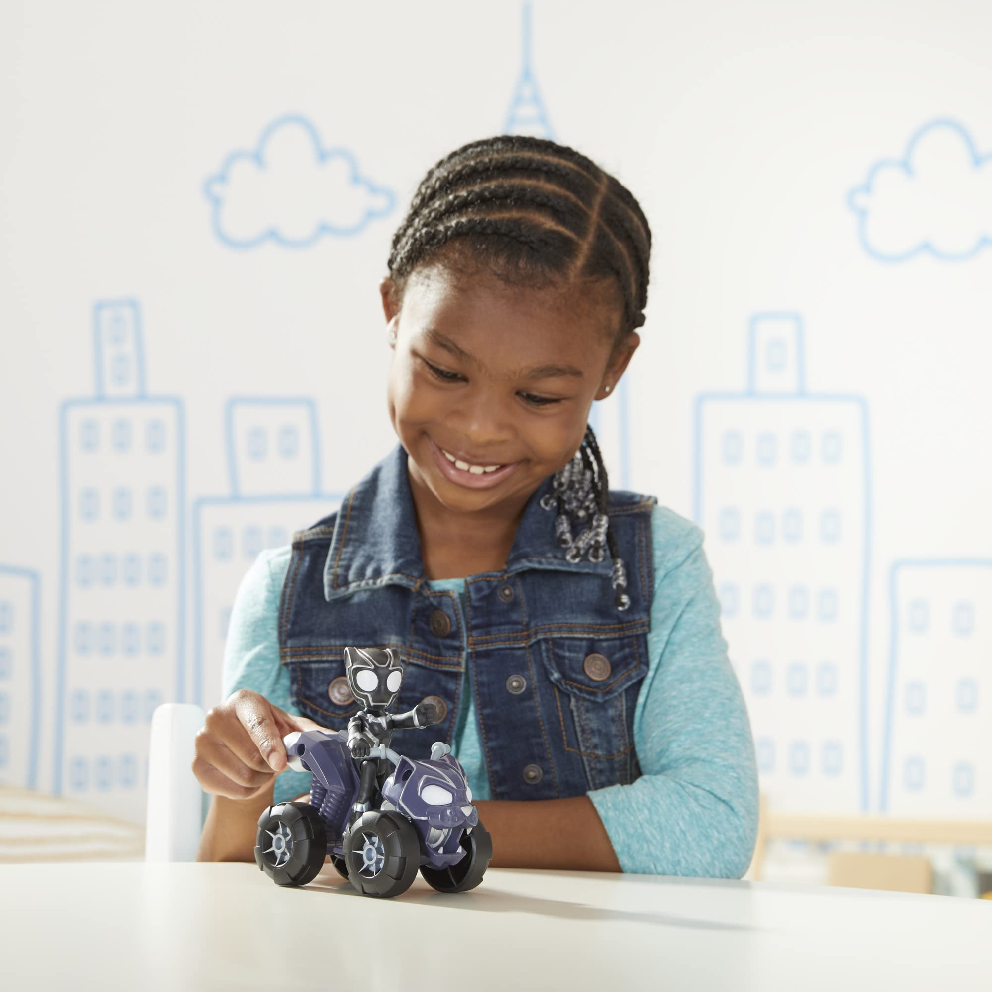 Marvel Spidey and His Amazing Friends Black Panther Action Figure and Panther Patroller Vehicle, for Kids Ages 3 and Up
