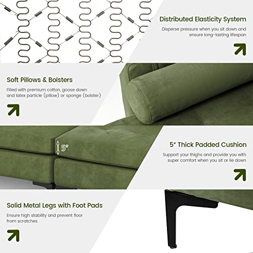 Giantex Sectional Sofa Couch with 2 USB Ports, 3-Hole Socket, Hidden Storage Box, L-Shaped Modular Sofa w/Reversible Chaise Lounge, 2 Side Bolsters for Living Room Bedroom Office