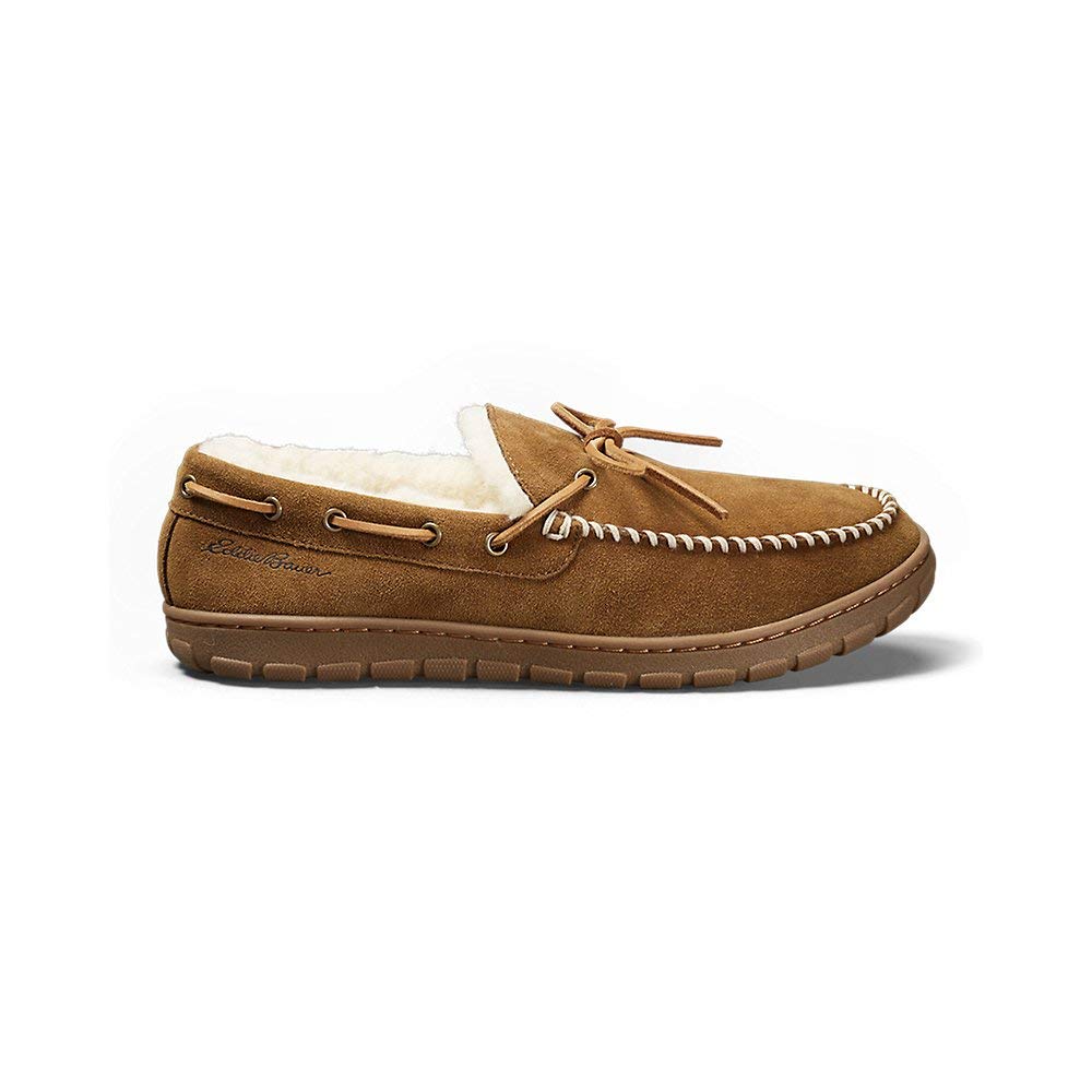 Eddie Bauer Men's Shearling-Lined Moccasin Slipper, Tan 8M