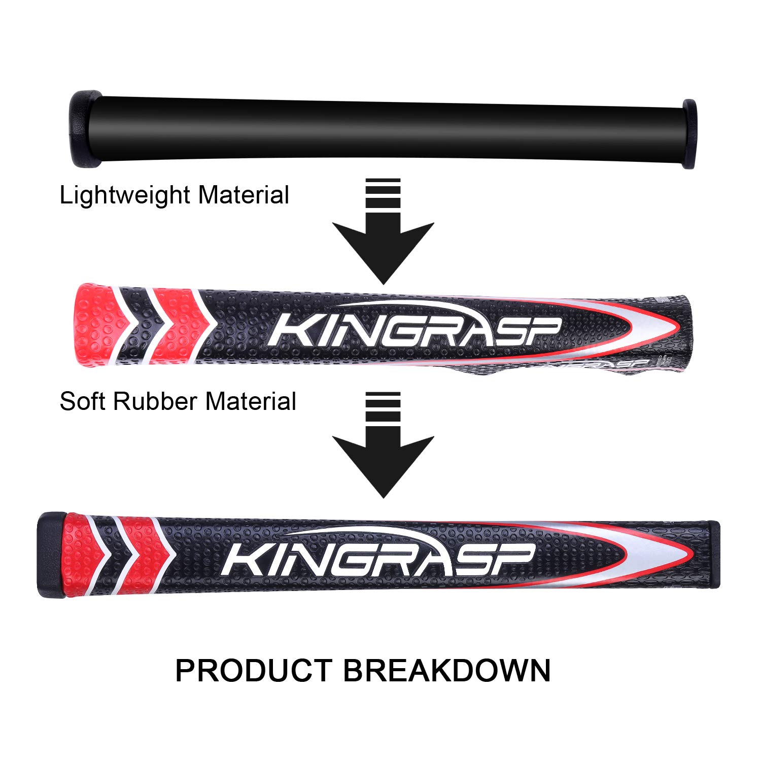 Be DeLighted GT Pistol Golf Putter Grip Lightweight and Comfortable Golf Grips | Advanced Texture Control and High Feedback Golf Putter Grips (red, Size:2.0)