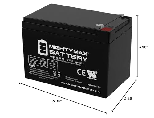 Mighty Max Battery ML15-12 12V 15Ah F2 SLA Replaces FP12120 WP10-12 00801-1460 TR12-12