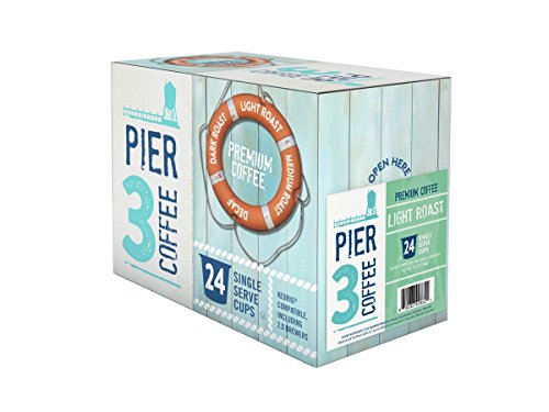 Pier 3 Light Roast Coffee Pods, Compatible with 2.0 K-Cup Brewers, 24 Count (Pack of 4)