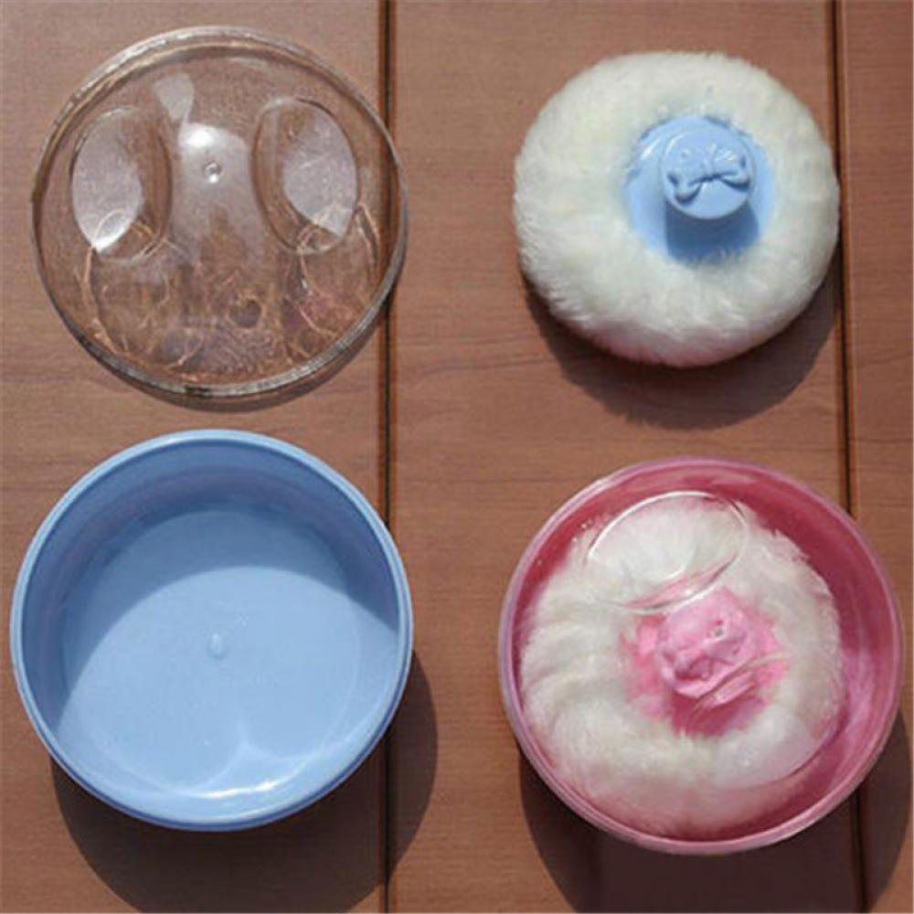 UTENEW Cosmetic Tool Baby Soft Face Body Powder Puff Sponge Box Container Case (pink)