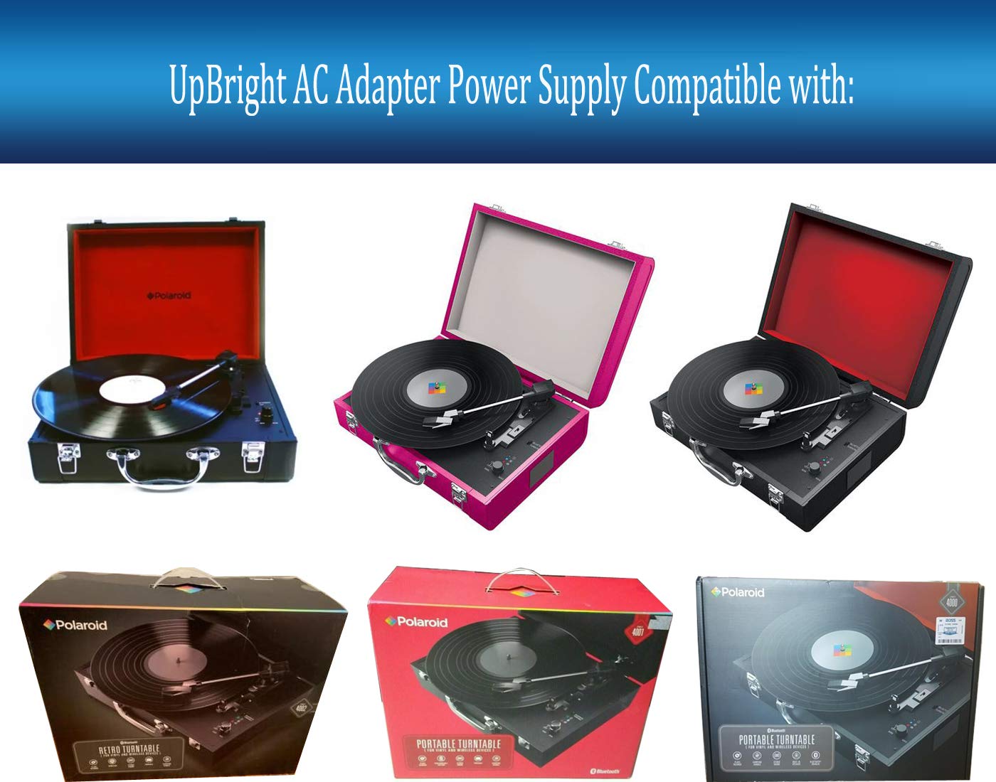 UpBright 5V AC/DC Adapter Compatible with Polaroid PBT4000 PBT4000BK PBT4001 PBT4001BK PBT4002 PBT4001RD PBT4002 PBT4002BK Portable Turntable Record Player Speaker For Vinyl And Wireless Devices Power