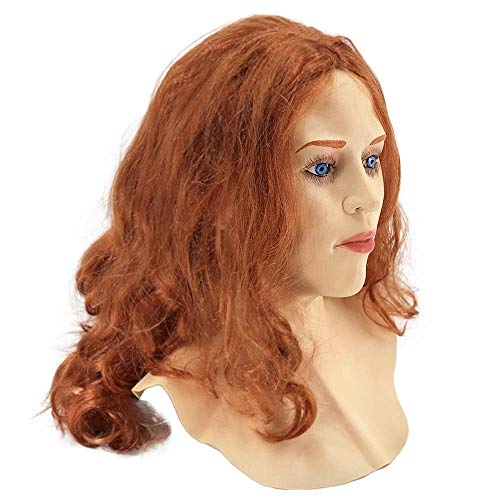 Halloween Latex Mask Realistic Scarlet Female Woman Face Crossdressing Girl Sissy