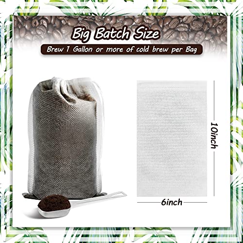 No Mess Cold Brew Bags, 60PCS Cold Brew Coffee Filters 6โx 10โ Disposable French Press Filter Bags Fine Mesh Brewing Bags with Drawstring for Iced Coffee Maker Hot Tea in Mason Jar or Pitcher