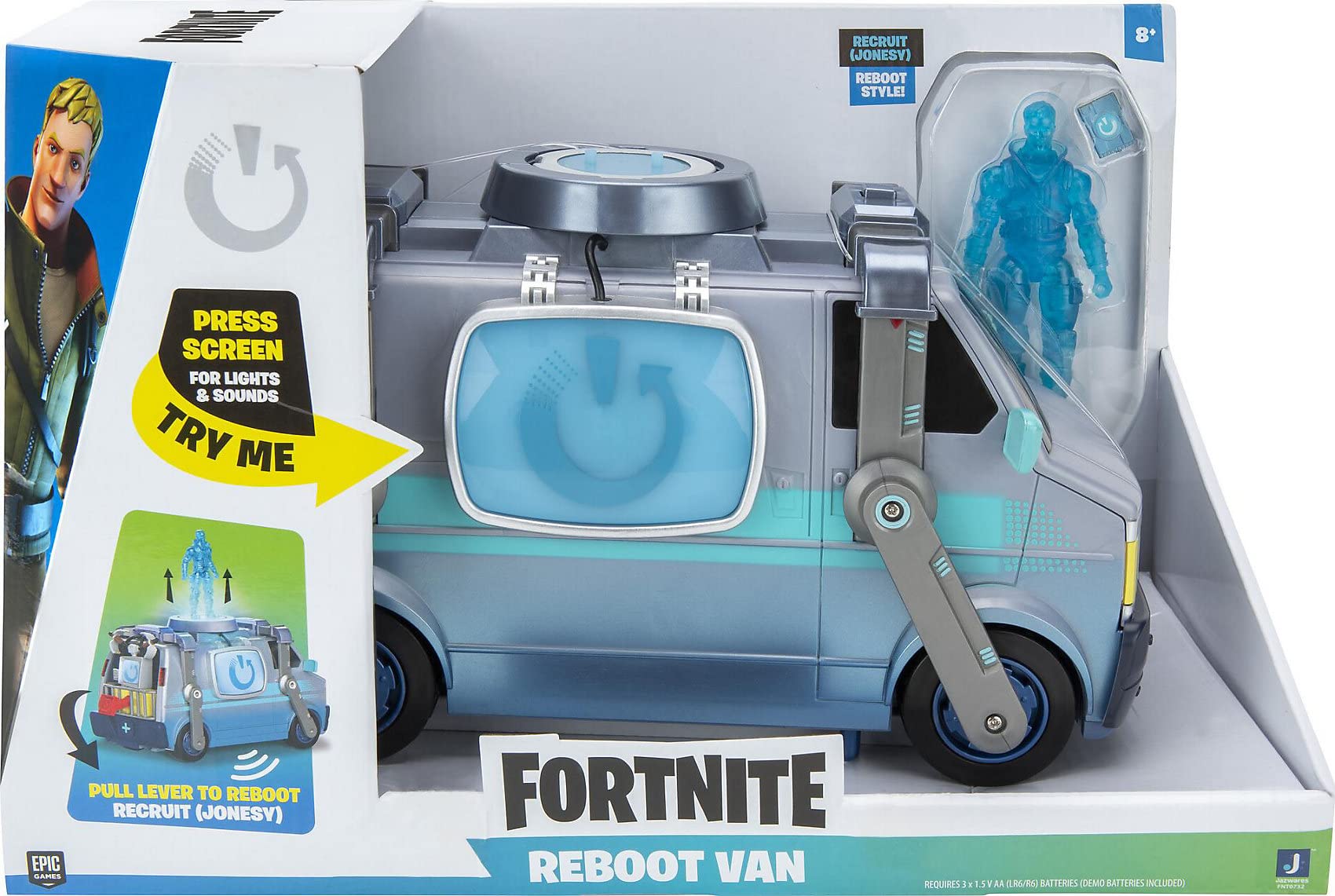 Fortnite Feature Deluxe Reboot Van Vehicle, Electronic Vehicle with 4-inch Articulated Reboot Recruit (Jonesy) Figures and Accessory
