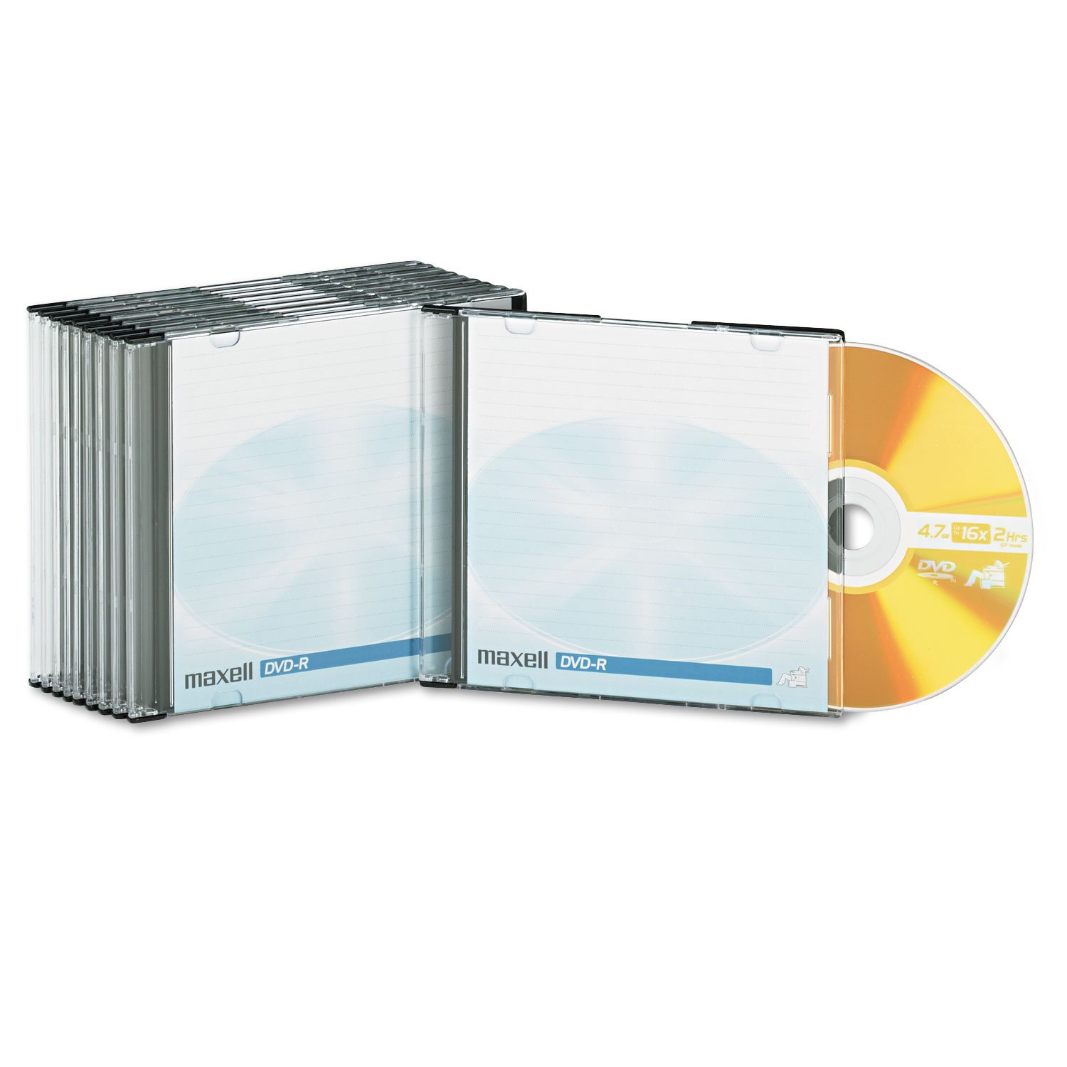 Maxell DVD-R Discs 4.7GB 16x w/Jewel Cases Gold 10/Pack MAX638004