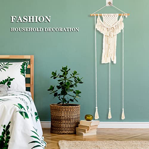 Hat Organizer Hat Wall Hanging Boho Hat Hanger for Storage Handmade Cotton Rope Woven Women Hat Display Rack for Wide macramé Brim and Fedora Hats