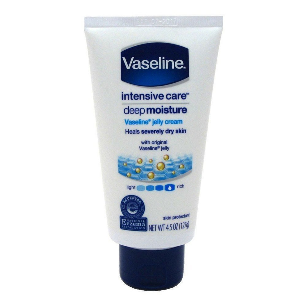 Vaseline Petroleum Jelly Cream, Deep Moisture, 4.5 Ounce (Pack of 4)