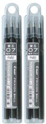 Pilot FriXion Gel Ink Pen Refill-0.7mm-black-pack of 3X2pack value Set