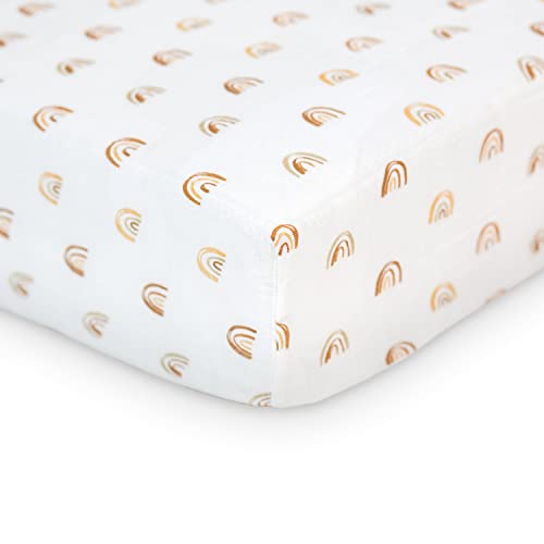 Lulujo Soft Cotton Baby Crib Sheet (Rainbows)